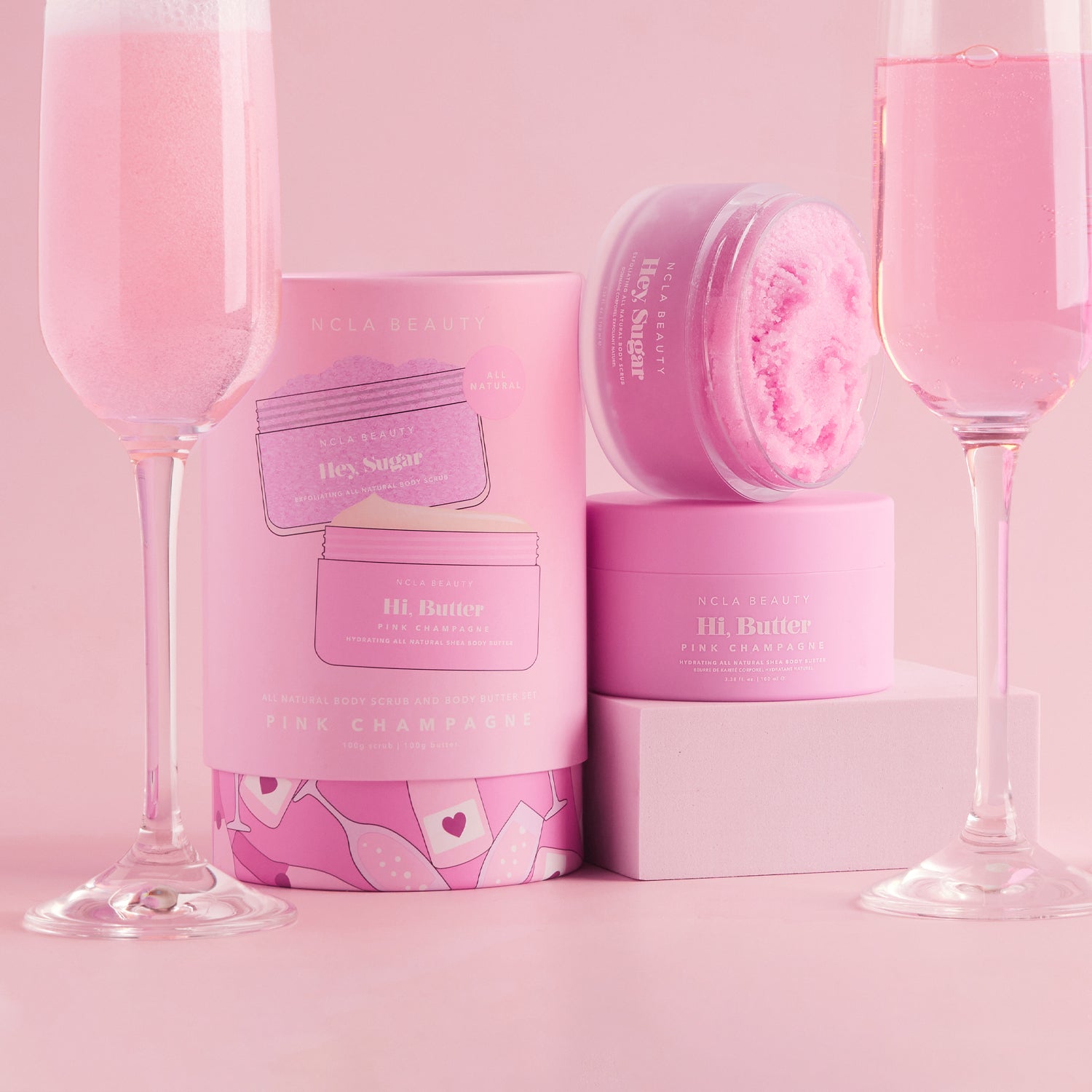 Pink Champagne Body Scrub + Body Butter Set – NCLA Beauty